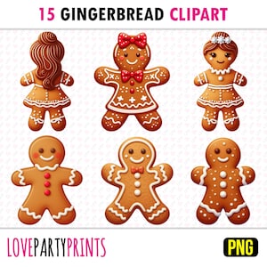 Gingerbread Man Clipart PNG Bundle, Christmas Ginger Bread, Gingerbread ...