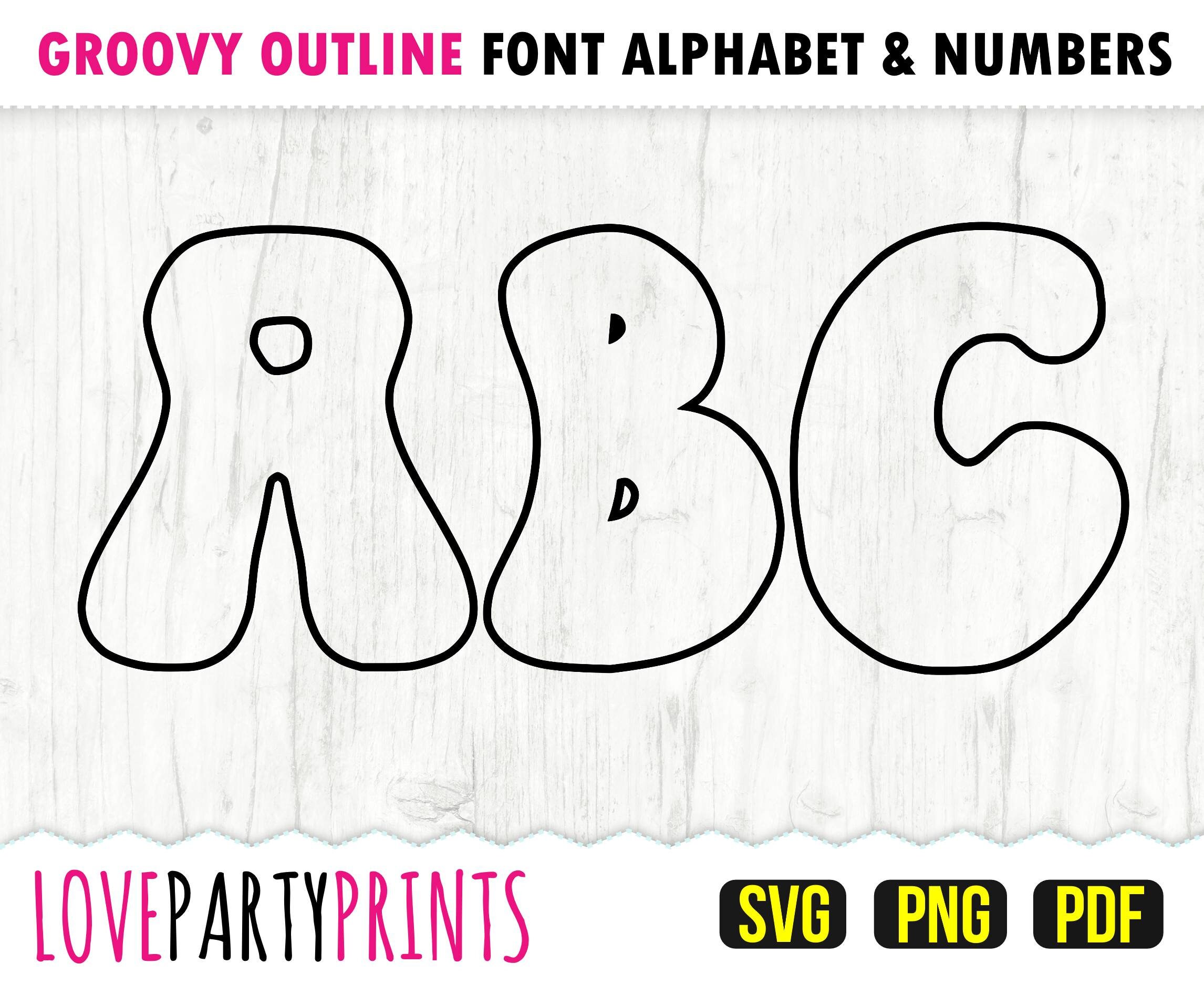Groovy Outline Font SVG PNG Pdf Full Alphabet and Numbers - Etsy UK