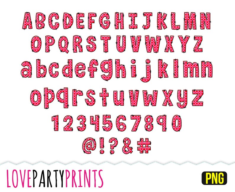 Valentine's Day Alphabet Doodle Font Bundle Uppercase & - Etsy