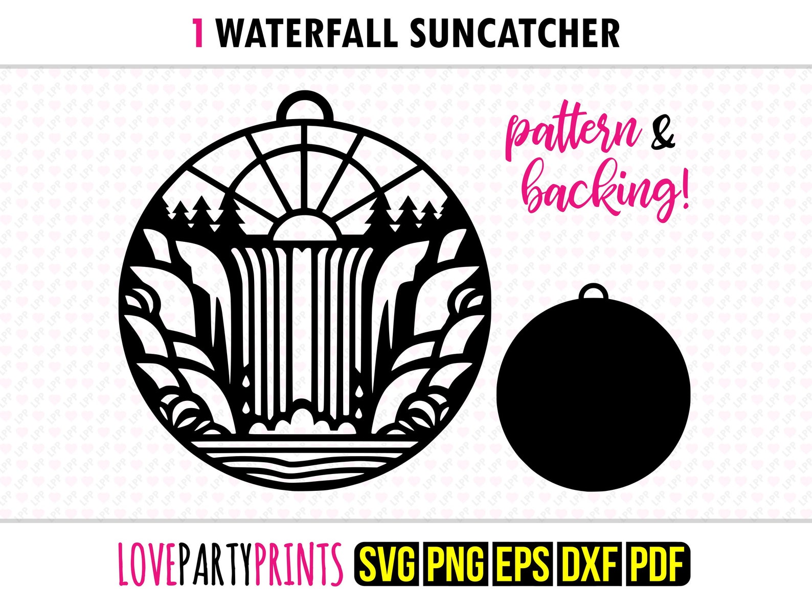 Waterfall Suncatcher SVG, DXF, PNG, Pdf, Eps, Outdoor Hanging Ornament ...