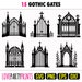 Gothic Gate SVG Bundle, PNG, EPS, Dxf, Spooky Gates, Medieval Gate ...
