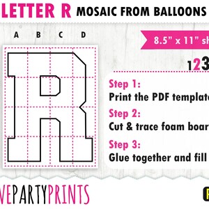 Square Letter R Mosaic From Balloons Mosaic Template 1ft - Etsy