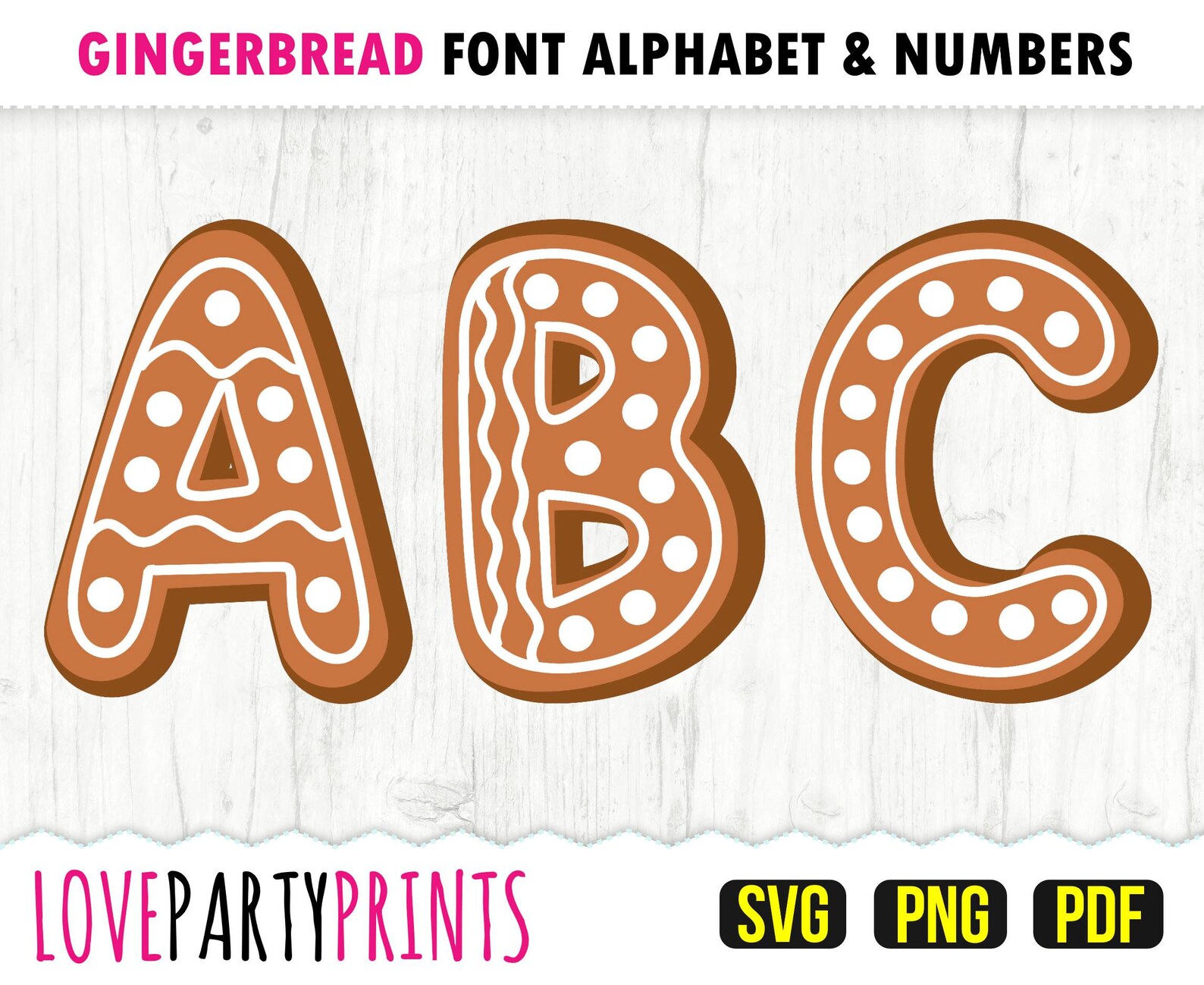 GINGERBREAD FONT SVG, Png and Pdf Files, 300dpi High Quality ...