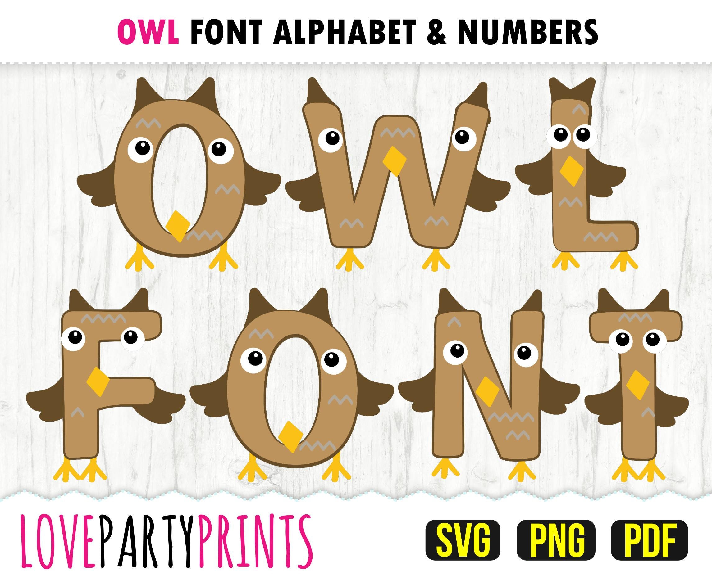 OWL FONT SVG Png and Pdf Files Owl Alphabet Owl Numbers - Etsy UK