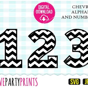 CHEVRON ALPHABET and Numbers SVG and Jpg, 300dpi High Quality, Create ...