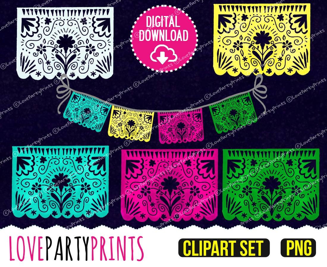 Mexican Fiesta Clipart Bundle, 53 Separate PNG Elements, Floral Clipart ...