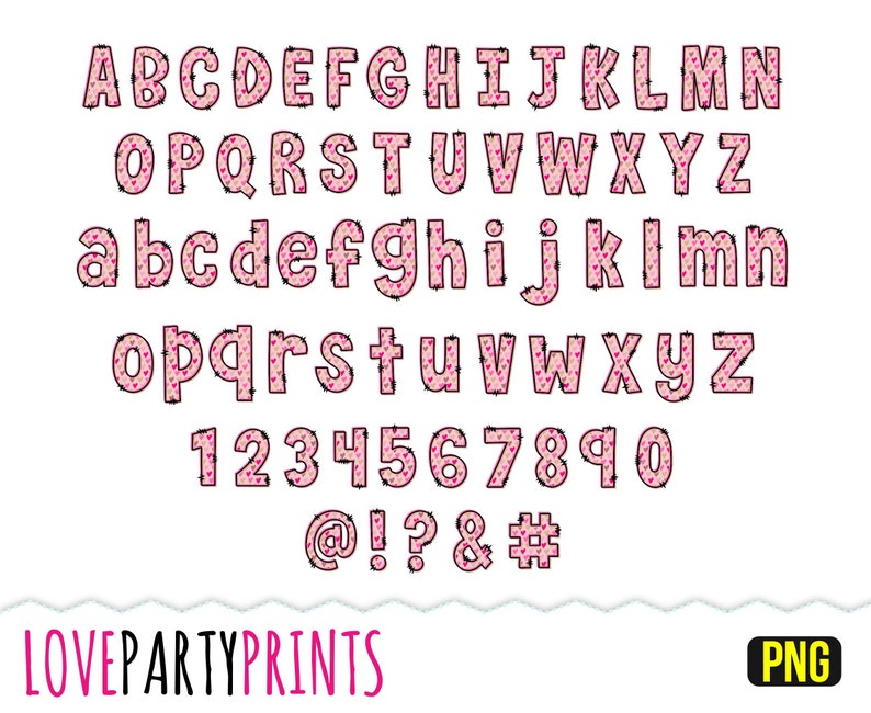 Valentine's Day Alphabet Doodle Font Bundle, Uppercase & Lowercase ...