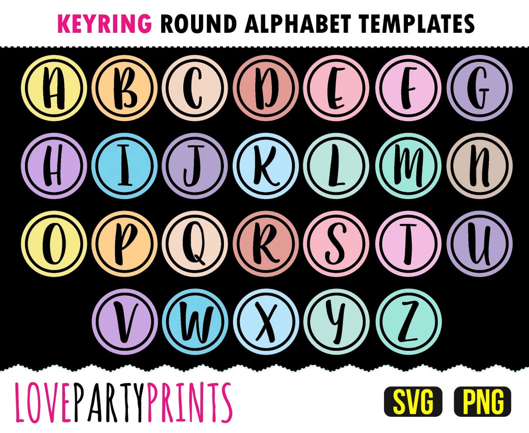 Keychain Alphabet SVG PNG Keyring Monogram Svg Key Fob - Etsy