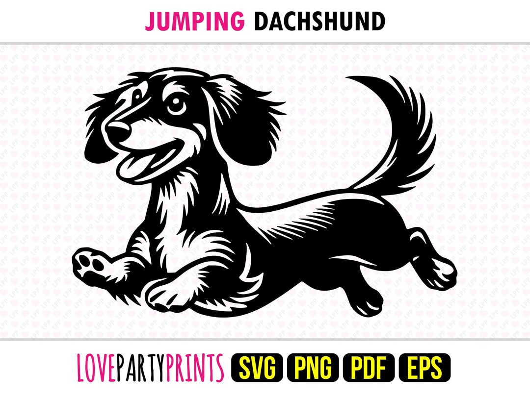 Jumping Dachshund SVG, PNG, EPS, Pdf, Dog Silhouette, Machine Cut Laser ...