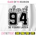 Reunion Class 94 SVG Png Pdf Eps, Class of 1994, 90s Graduate Senior ...