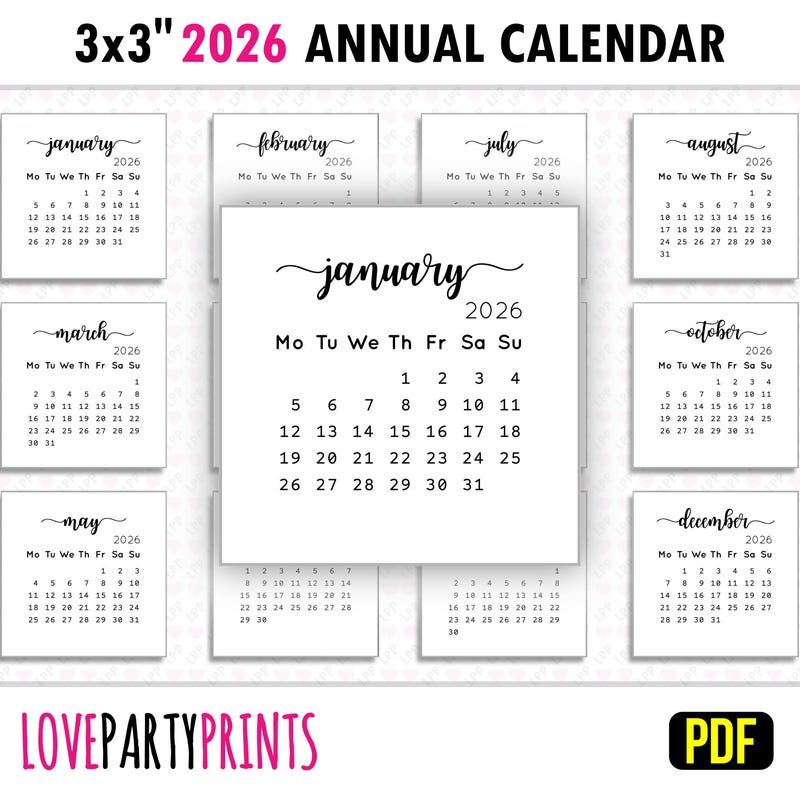 Mini Calendar - Etsy