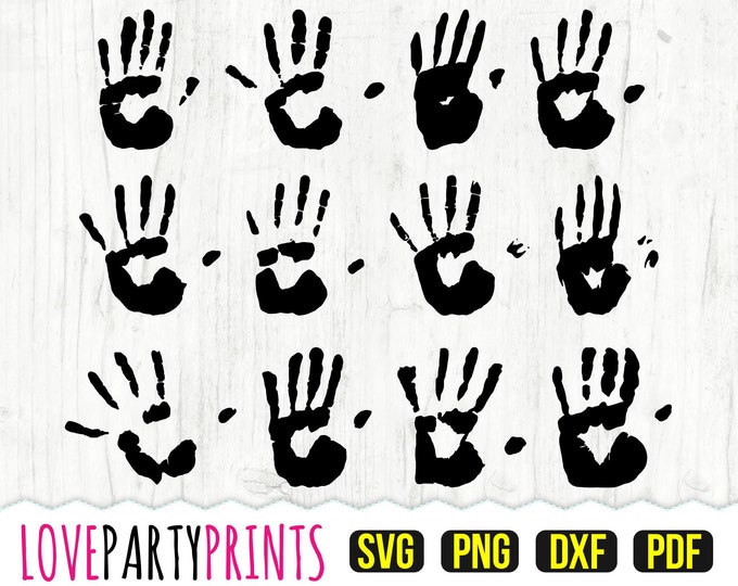 Handprint Dripping Paint Vector Clipart Set / Outline & Stamp Drawing ...