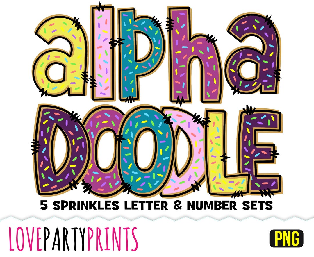Sprinkles Doodle Alphabet Letters Numbers Uppercase & - Etsy