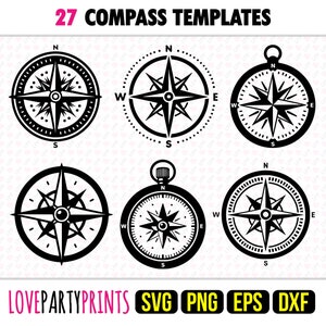 Compass SVG Bundle, PNG, EPS, Dxf, Camping Compass, Nautical Compass ...