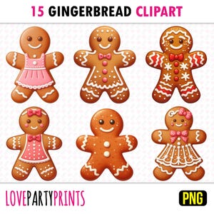 Gingerbread Man Clipart PNG Bundle, Christmas Ginger Bread, Gingerbread ...
