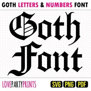Goth Letters and Numbers SVG, PNG, PDF, Gothic Manuscript Uppercase ...