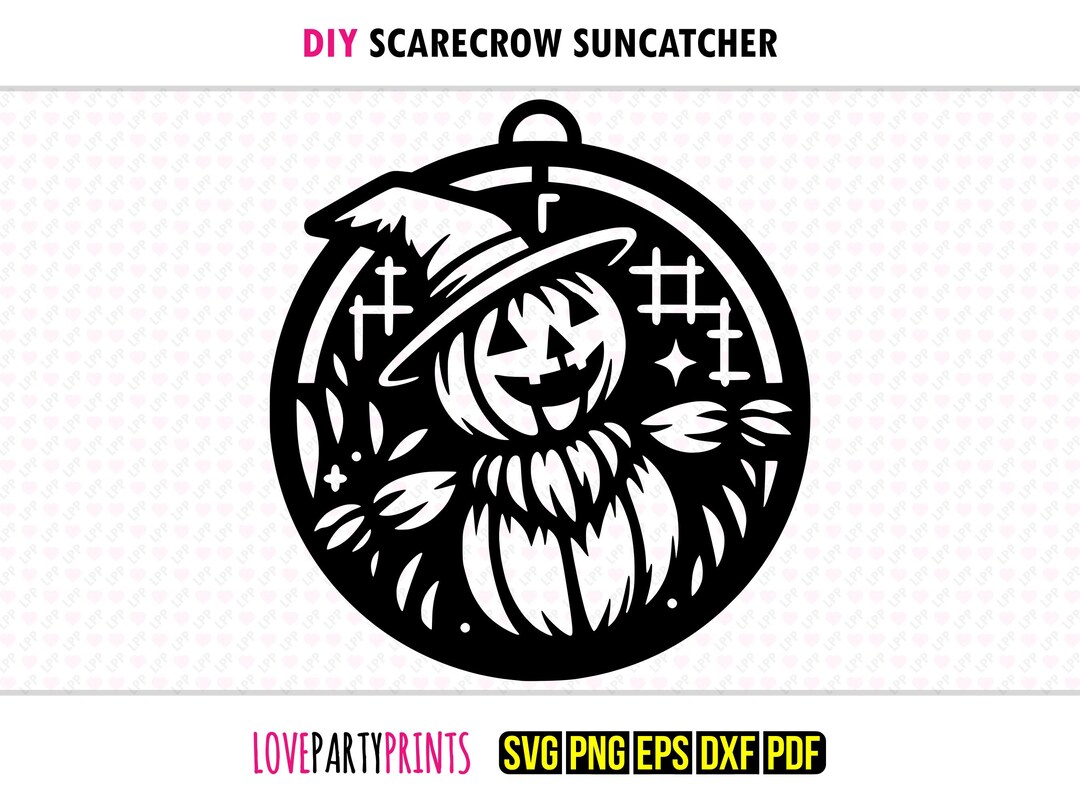 Scarecrow Suncatcher SVG, DXF, PNG, Pdf, Eps, Pumpkin Hanging Ornament ...