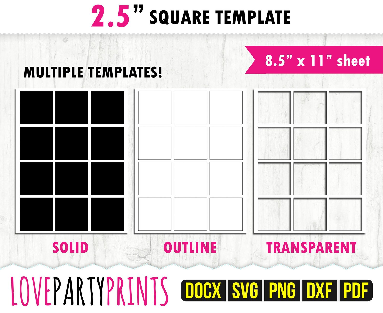 2.5 Inch Square Template SVG PDF Png Dxf Blank Square - Etsy Israel