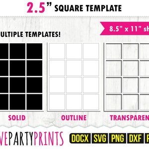 2.5 Inch Square Template SVG PDF Png Dxf Blank Square - Etsy UK