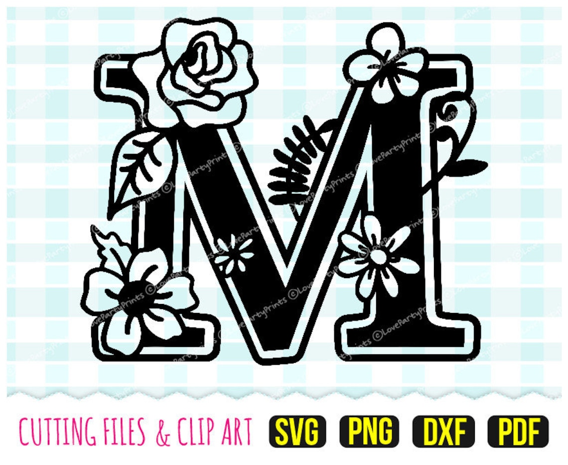 Floral Alphabet Letter Svg DXF PNG PDF Initial Svg Vector - Etsy