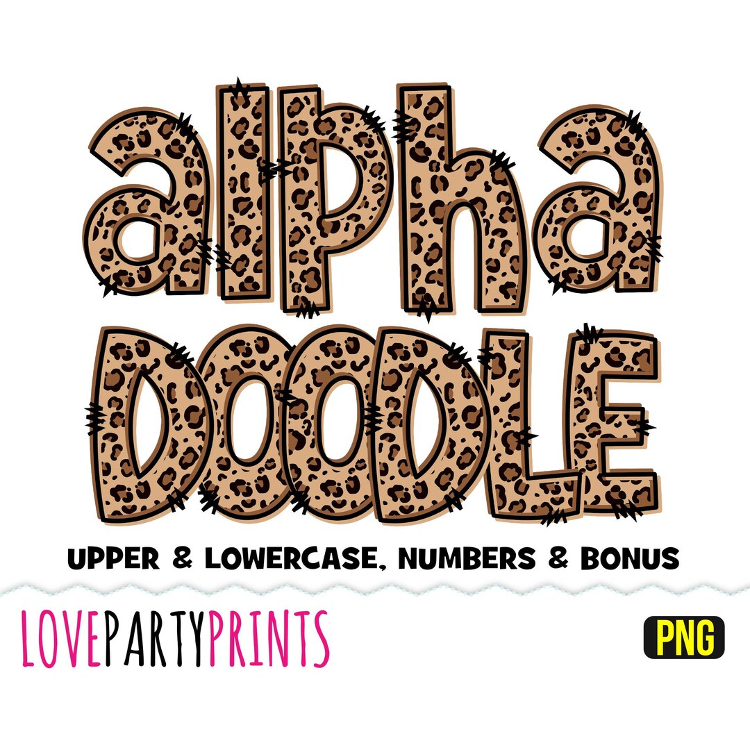 Leopard Print Alphabet Doodle PNG Font, Uppercase & Lowercase Alphabet ...