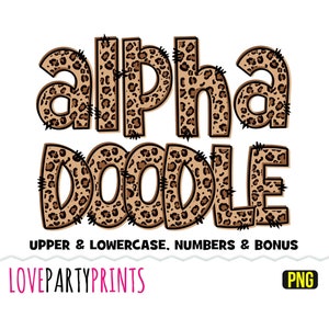 Leopard Print Alphabet Doodle PNG Font, Uppercase & Lowercase Alphabet ...
