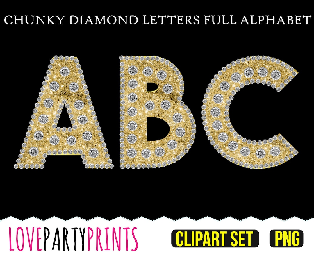 DIAMOND GOLD Letters PNG Files, Diamond Letters Clipart, Gem Letters ...