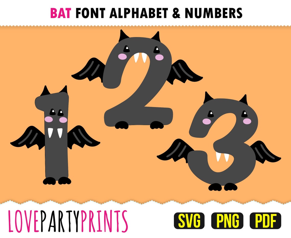 BAT FONT SVG Png Pdf Halloween Png Letters Bat Png Font - Etsy