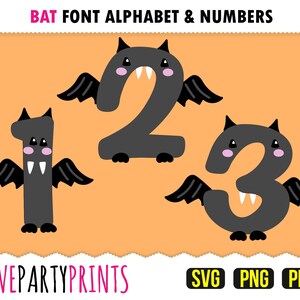 BAT FONT SVG, Png, Pdf, Halloween Png Letters, Bat Png Font, Svg ...