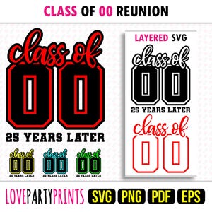 Reunion Class 00 SVG Png Pdf Eps, Class of 2000, 00s Graduate Senior ...