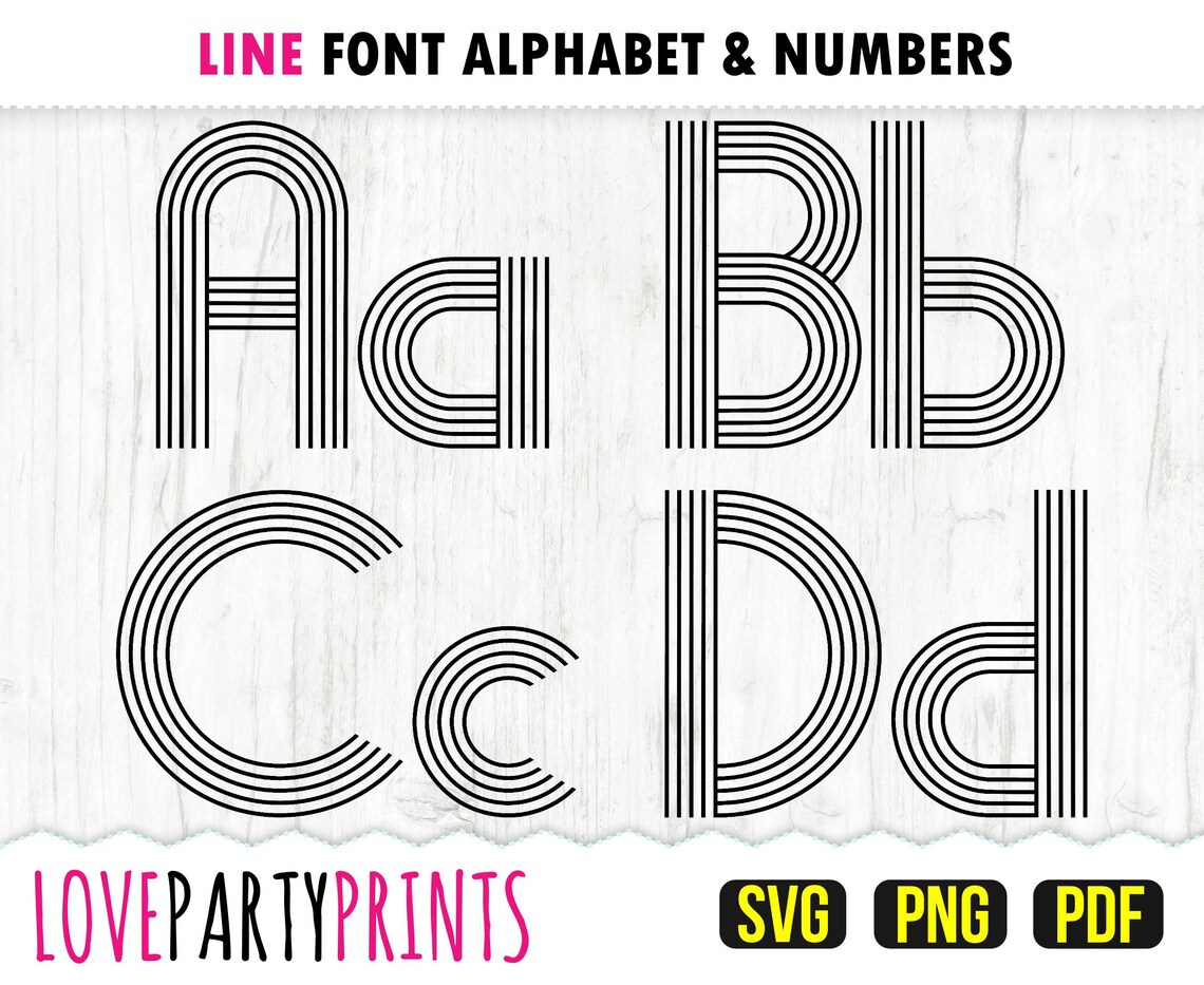 Round Line Font Svg, Png, Pdf, Line Alphabet, Uppercase Letters ...