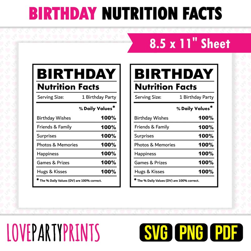 Prom Nutritional Facts - Etsy