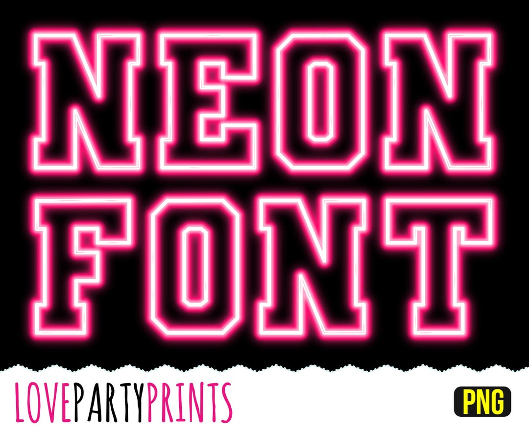Pink Neon Letters Numbers Glow Effect Font Full Uppercase - Etsy