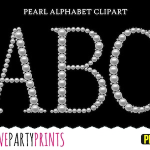 PEARL FONT PNG Files, Full Pearl Alphabet, 300dpi High Quality, Create ...