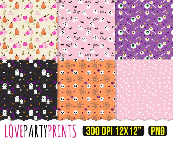 Cute Halloween Digital Paper PNG 12x12 300dpi Cute | Etsy
