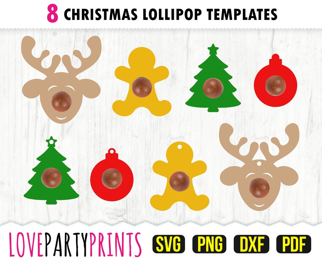 Christmas Lollipop Holder SVG PNG PDF Dxf Reindeer Candy - Etsy
