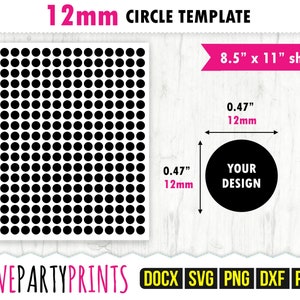 12mm Circle Template SVG, PDF, Png, Dxf, Blank Circle Template, Earring ...