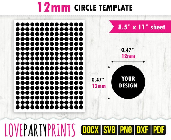 12mm Circle Template SVG PDF Png Dxf Blank Circle - Etsy Singapore