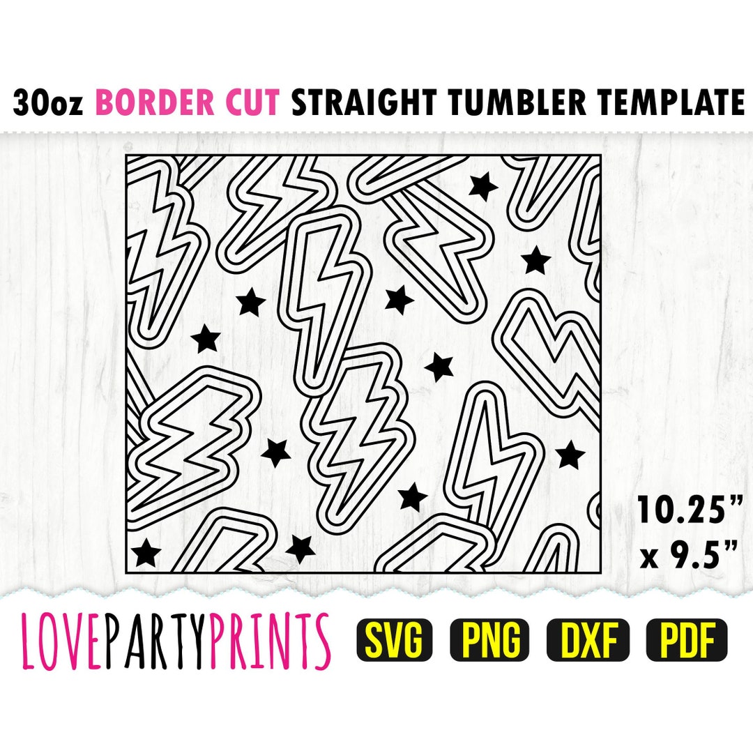Lightning Burst Template SVG, DXF, PNG, Pdf, 30 Oz Skinny Tumbler ...