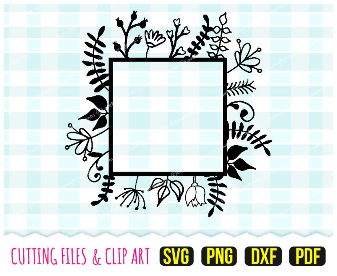Floral Frame Svg DXF PNG PDF Square Frame Svg Wreath Svg - Etsy