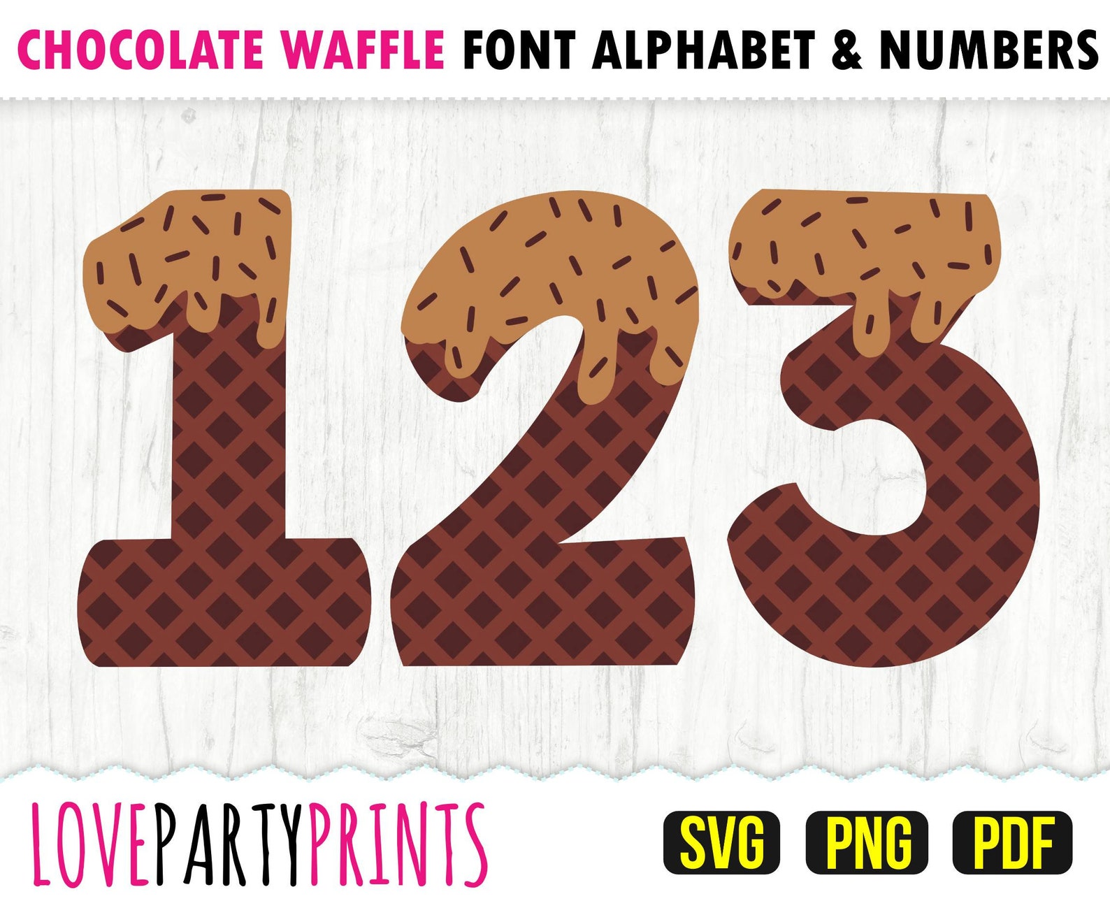 WAFFLE ICE CREAM Letters and Numbers Svg Png and Pdf Files - Etsy