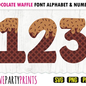 WAFFLE ICE CREAM Letters and Numbers Svg, Png and Pdf Files, 300dpi ...