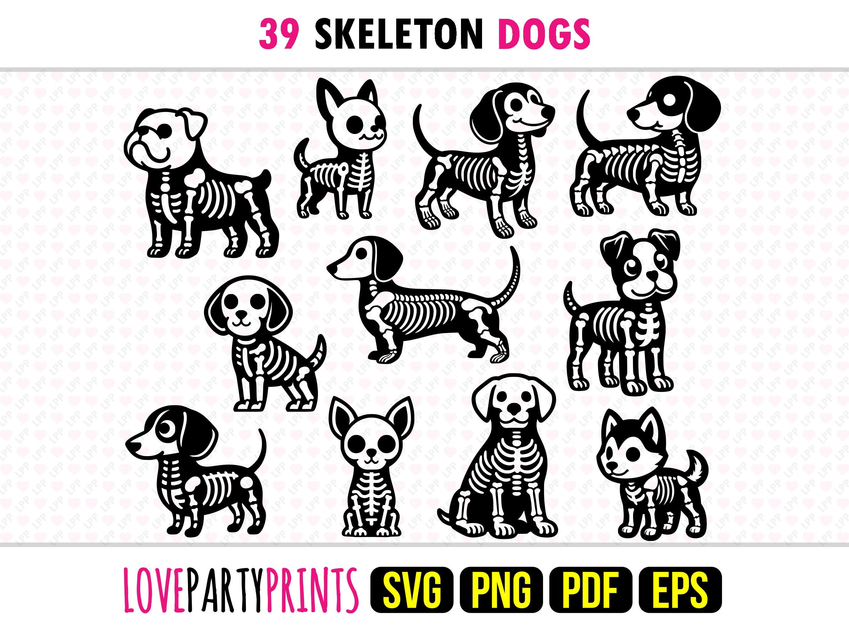 Dog Skeleton SVG Bundle, EPS, PNG, Pdf, Shepherd, Bulldog, Husky ...