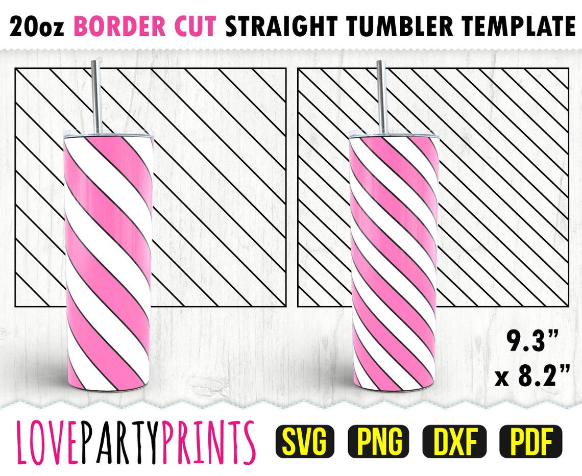 Candy Stripes Template SVG, DXF, PNG, Pdf, 20 Oz Skinny Tumbler ...