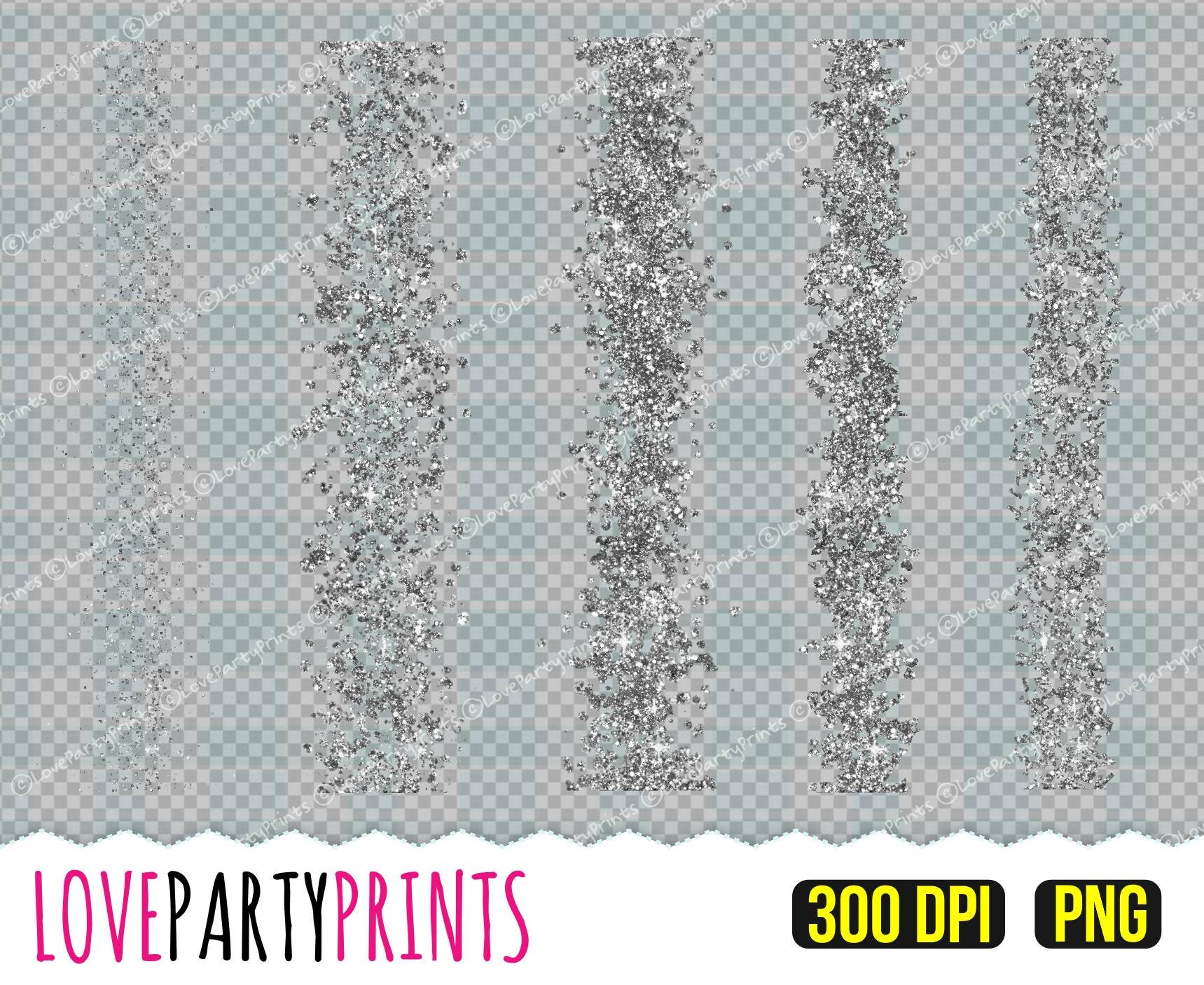 Silver Glitter Borders Clipart, PNG Format 300dpi, Glitter Seamless ...