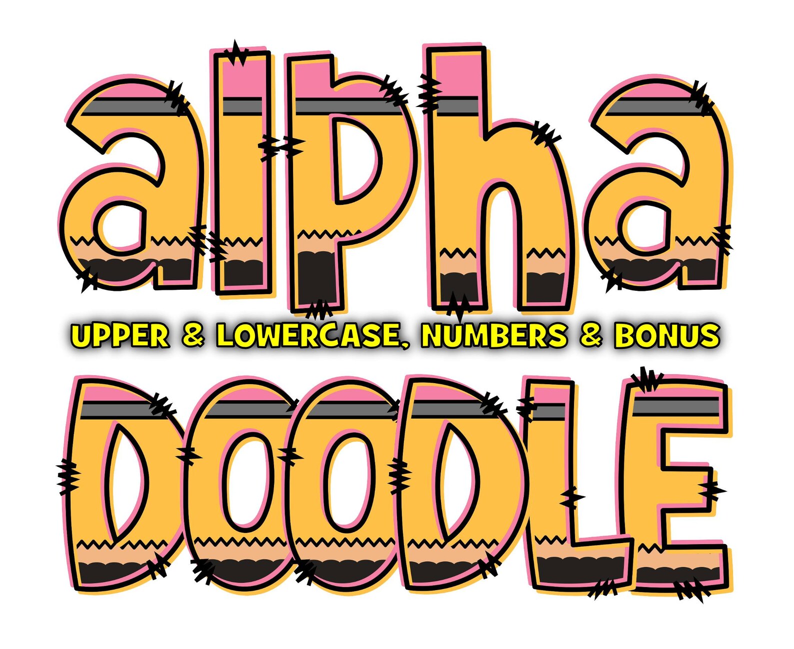 Pencil Alphabet Doodle PNG Font, Uppercase and Lowercase Alphabet ...