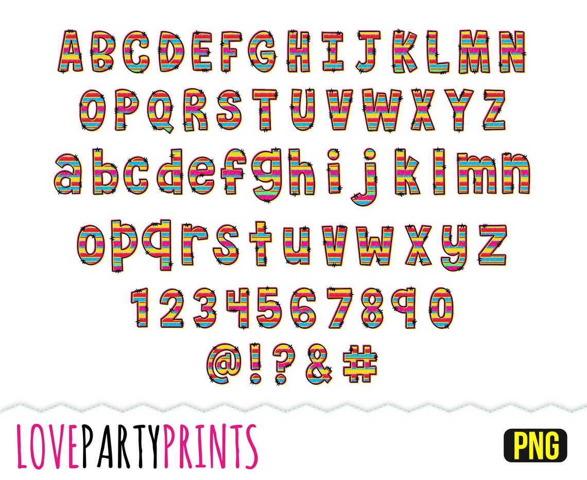 Fiesta Doodle Alphabet Bundle Uppercase & Lowercase Cinco De - Etsy