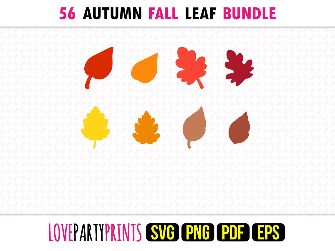 Autumn Fall Leaf Bundle Svg, EPS, PNG, PDF, Halloween Thanksgiving ...