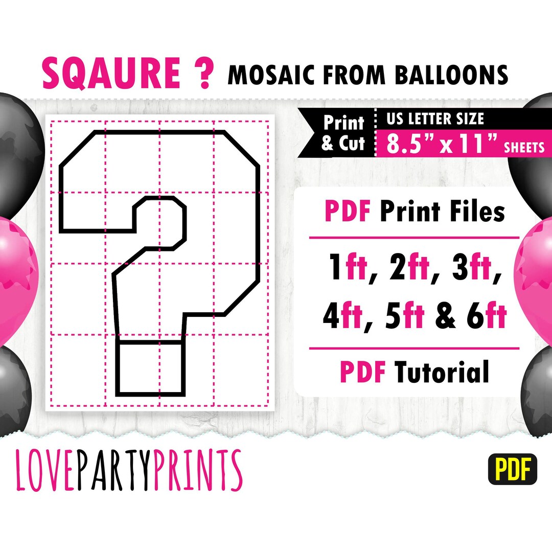 Mosaic Question Mark From Balloons Template PDF 1ft 2ft - Etsy