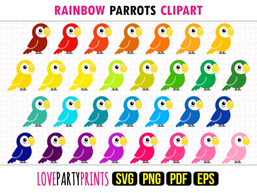 Kids Parrots Clipart SVG, PNG EPS Pdf, 30 Templates, Cute Parakeet ...